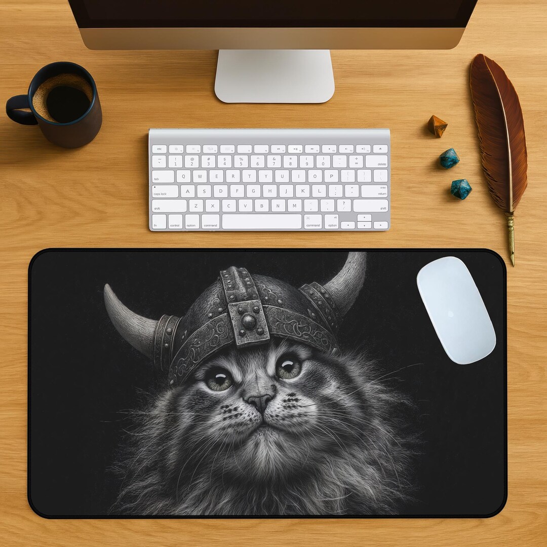 Viking Cat Desk Mat – Nordic Gamer Mouse Pad - Etsy