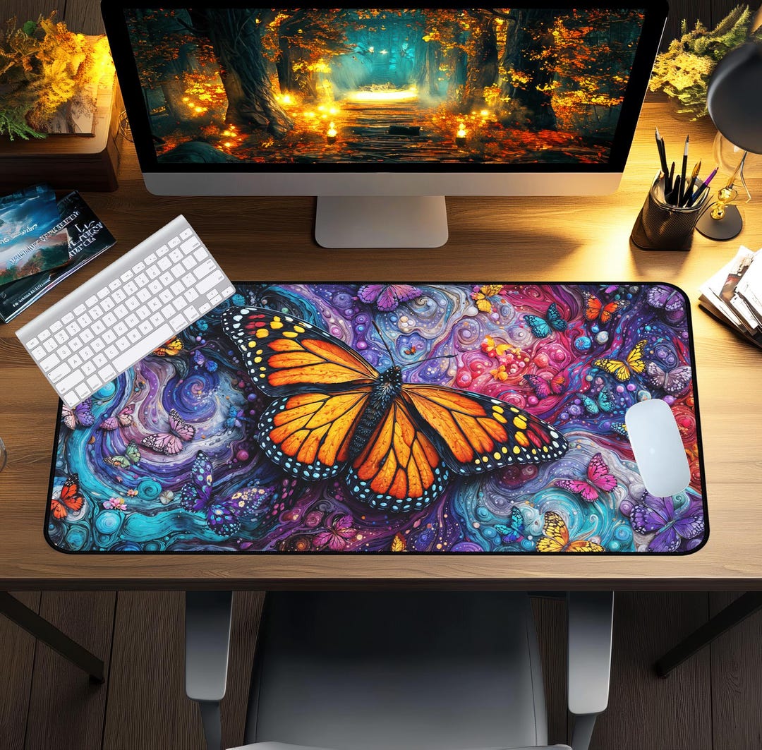 Psychedelic Butterfly Desk Mat: Cosmic Dreamscape Mouse Pad - Etsy