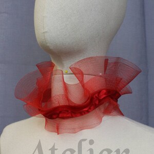 Red Fantasy Ruffle Neck Collar With Delicate Soft Horsehair Style Back ...