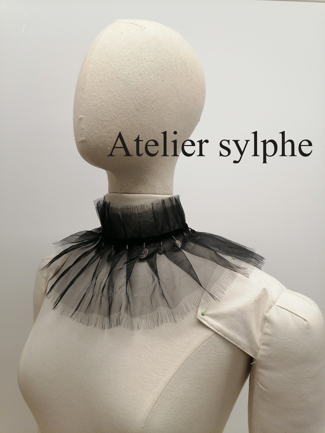 Black Fantasy Ruffle Neck Fabric Collar With Back Lacing Closure - Etsy