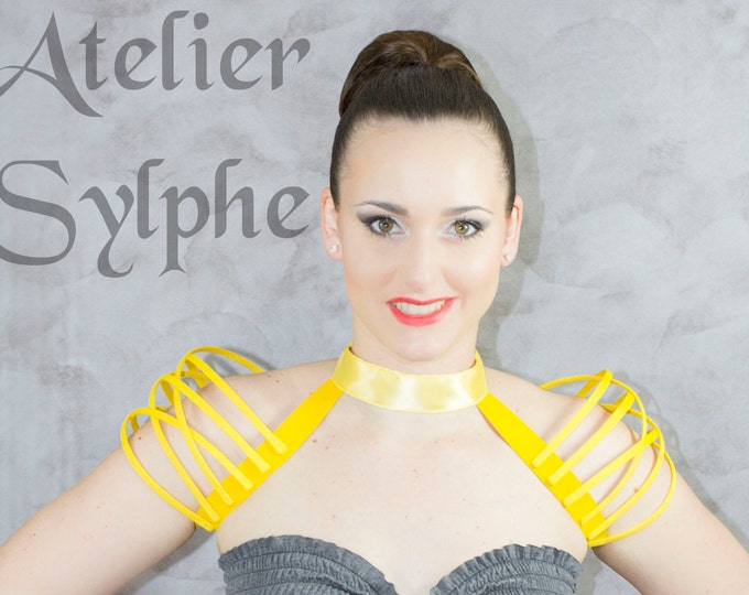 Yellow Neck Collar and Fantasy Shoulders Boned Crinoline Cage Costume ...
