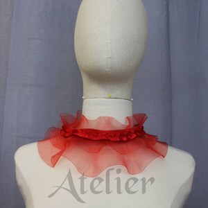 Red Fantasy Ruffle Neck Collar With Delicate Soft Horsehair Style Back ...