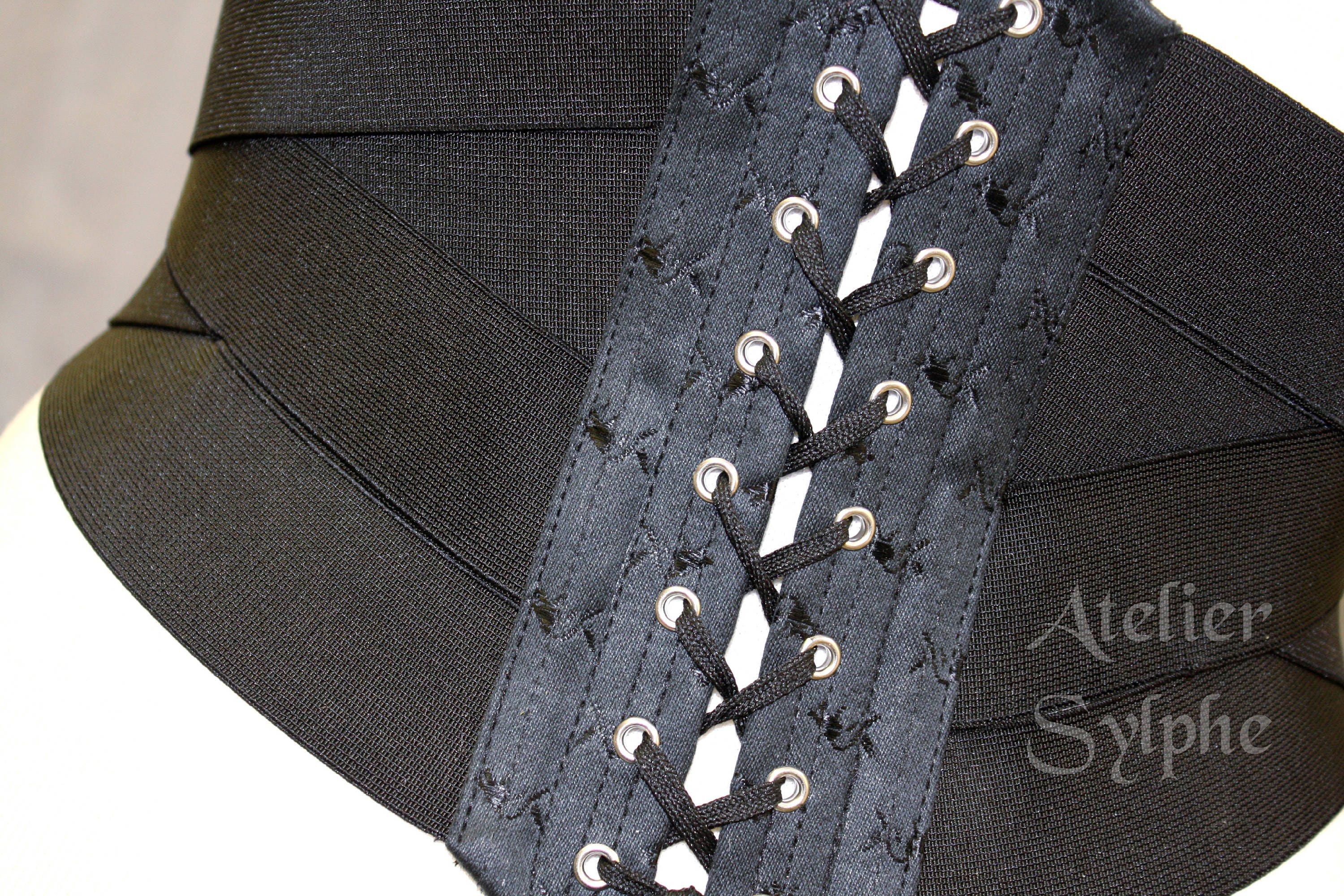 30 inches Waist cincher underbust corset in black coutil and | Etsy