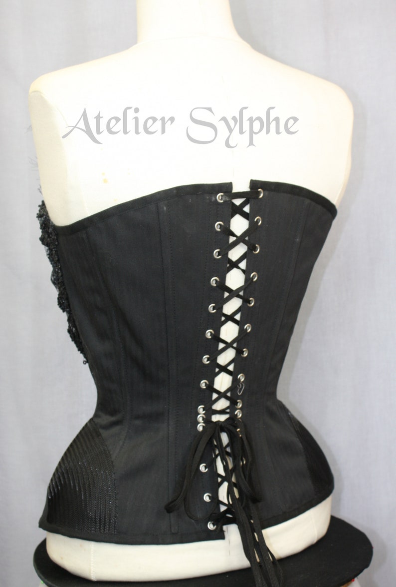 Corset 23 Inches Waist Size Fantasy Black Painted Lace With - Etsy