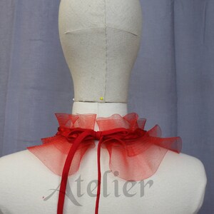 Red Fantasy Ruffle Neck Collar With Delicate Soft Horsehair Style Back ...