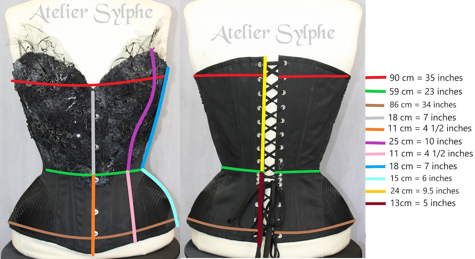 Corset 23 Inches Waist Size Fantasy Black Painted Lace With - Etsy