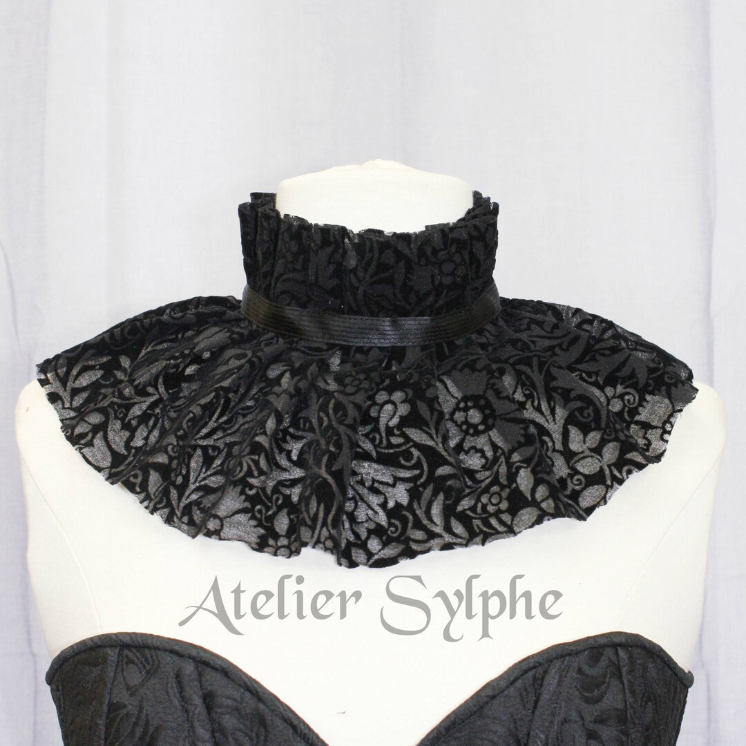 Black Fantasy Ruffle Neck Fabric Collar With Back Lacing Closure - Etsy