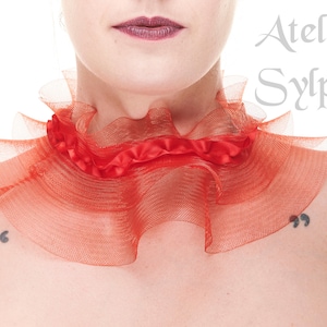 Red Fantasy Ruffle Neck Collar With Delicate Soft Horsehair Style Back ...