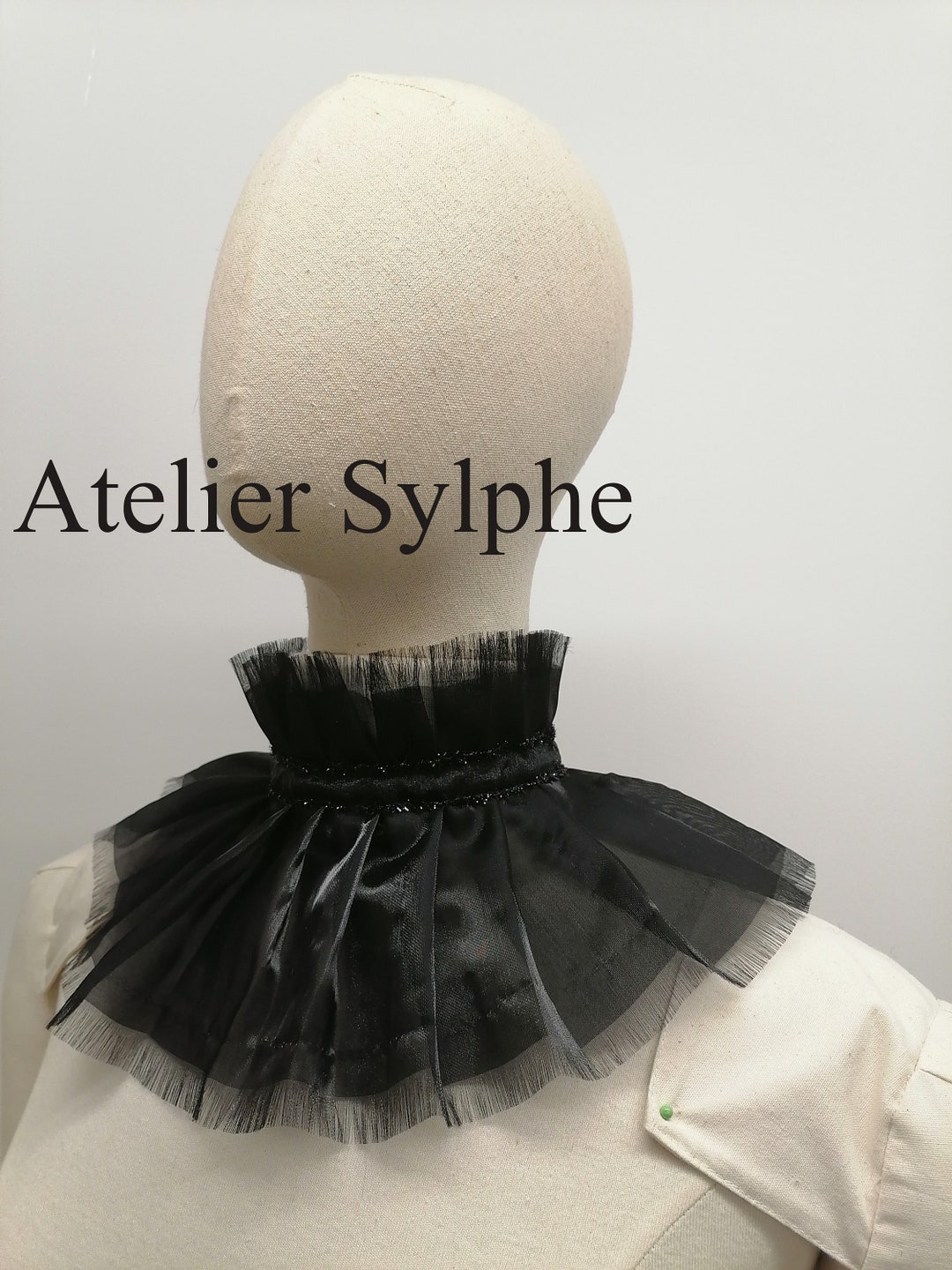 Black Fantasy Ruffle Neck Fabric Collar With Back Lacing Closure - Etsy