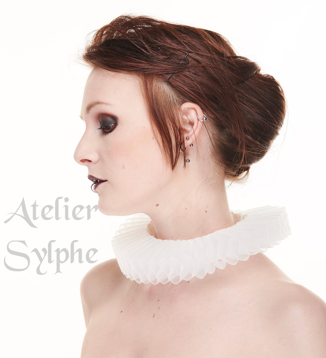 White Fantasy Ruffle Neck Elizabethan Collar With Delicate Soft ...