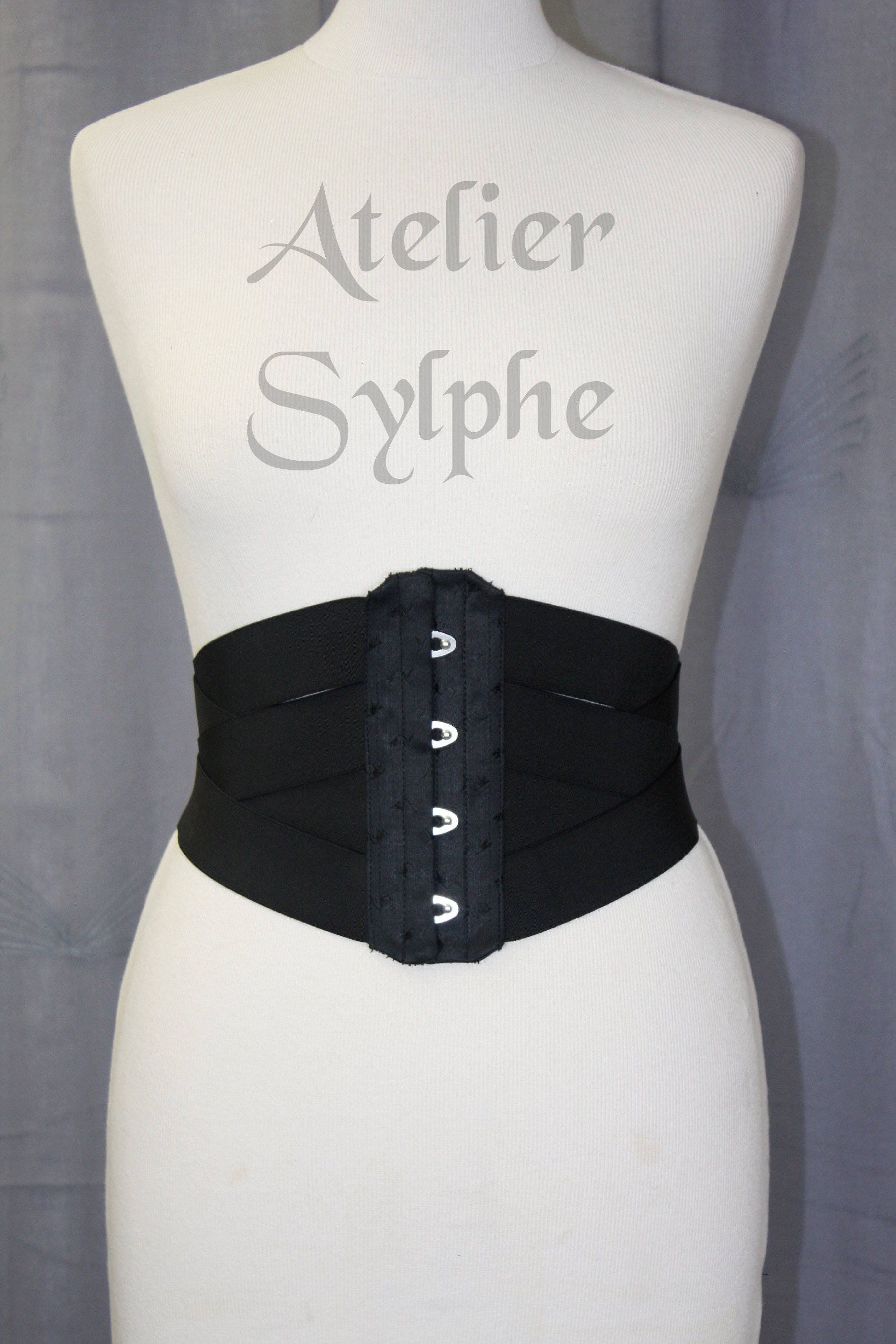 30 inches Waist cincher underbust corset in black coutil and | Etsy