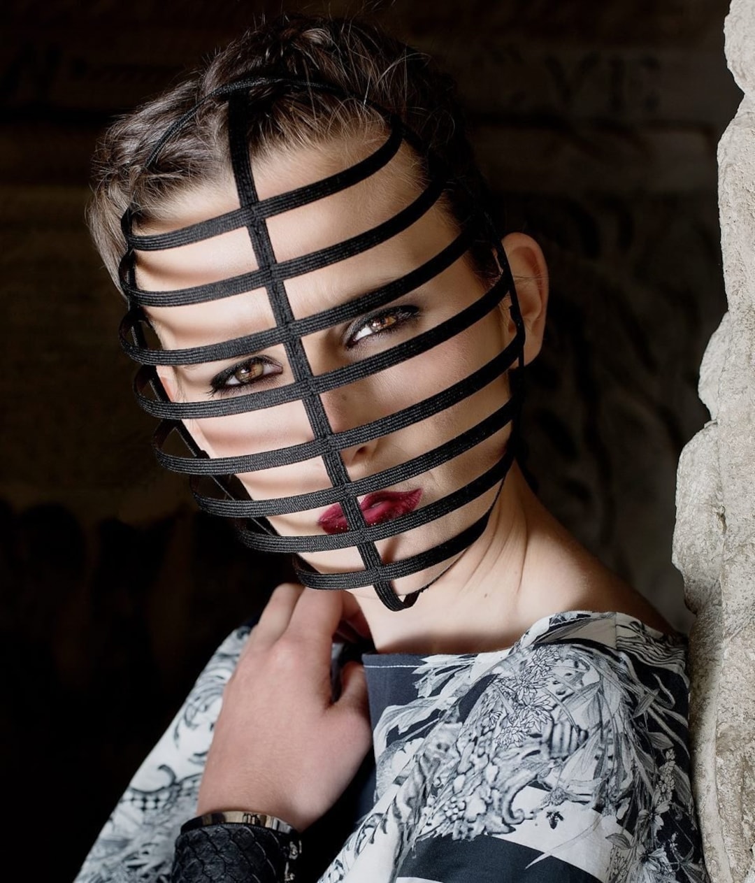 Head Cage Mask With Black Crinoline Kendo Style Hoops and Ribbon Tie ...