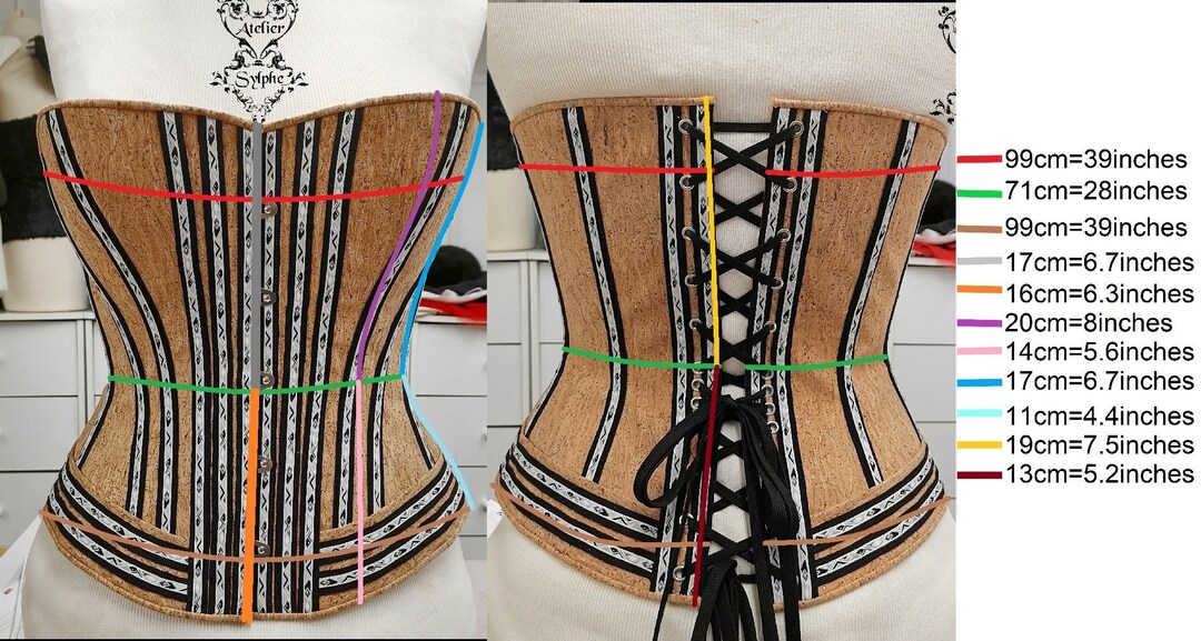 Mid Bust Corset 28 Inches Waist Size With Fantasy Cork With Gold ...