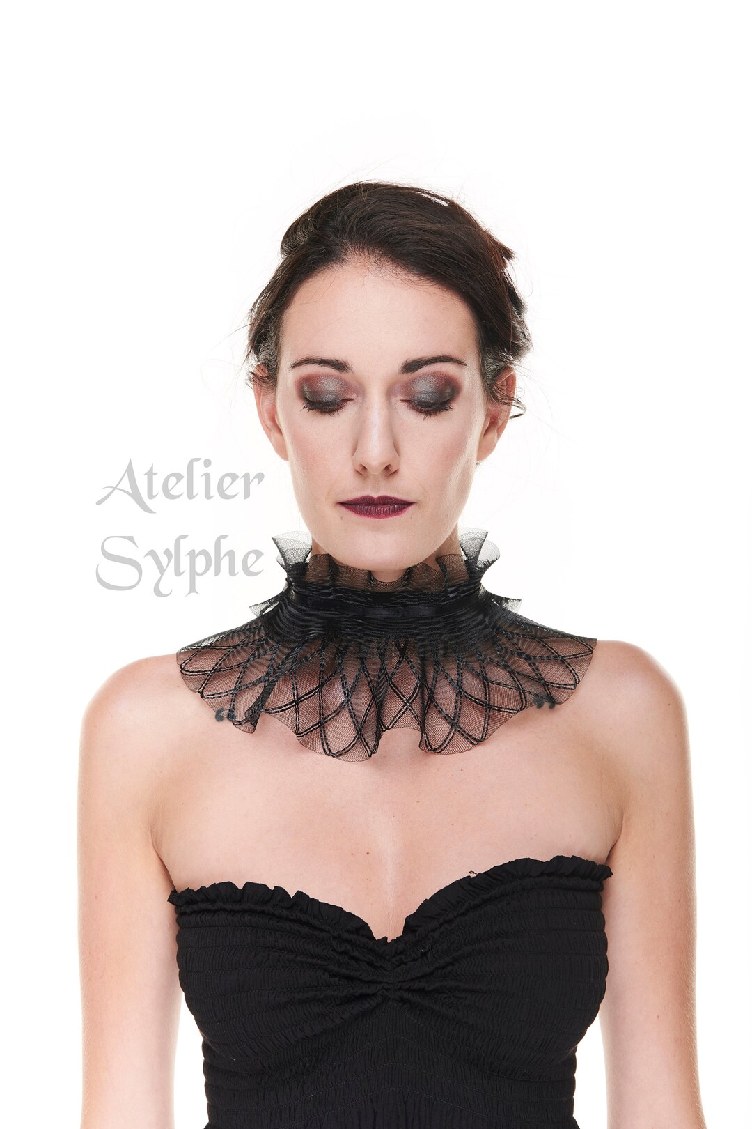 Black Fantasy Ruffle Neck Collar With Delicate Soft Horsehair Style ...