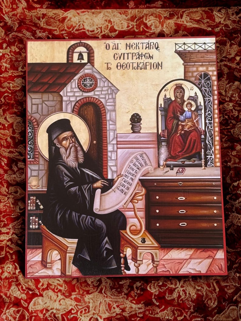 St Nektarios “agni Parthene” 8x10in Handcrafted Icon - Etsy