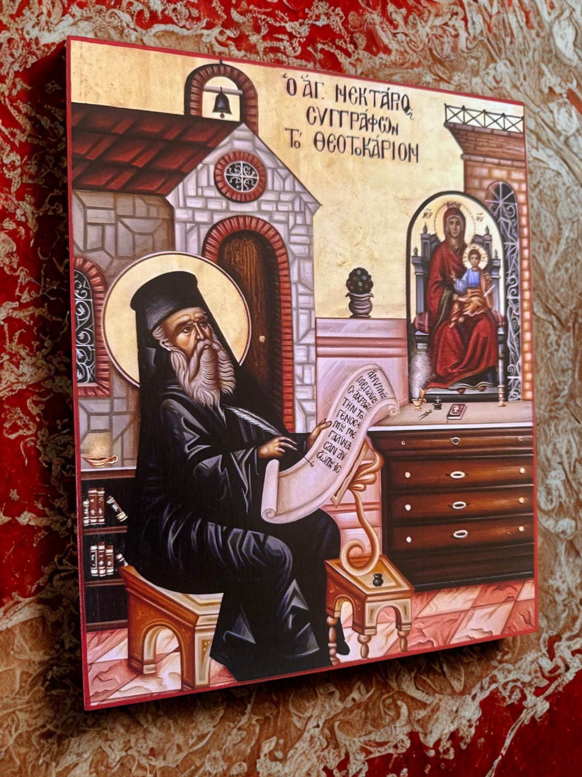 St Nektarios “agni Parthene” 8x10in Handcrafted Icon - Etsy