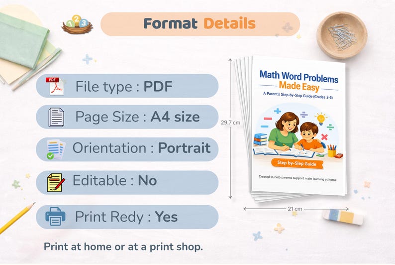 Math Word Problems Step-by-step Guide for Parents (grades 3-6) (PDF ...