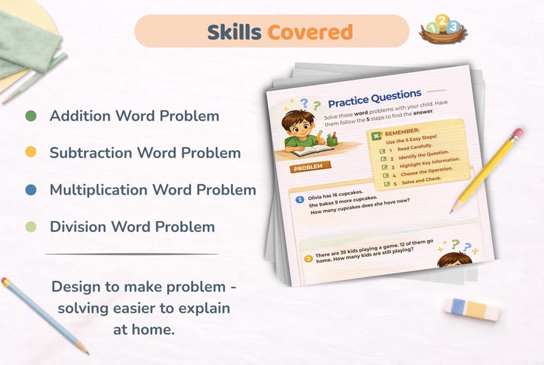 Math Word Problems Step-by-step Guide for Parents (grades 3-6) (PDF ...