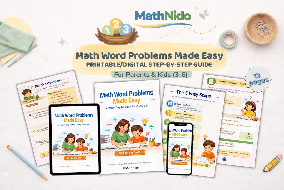 Math Word Problems Step-by-step Guide for Parents (grades 3-6) (PDF ...