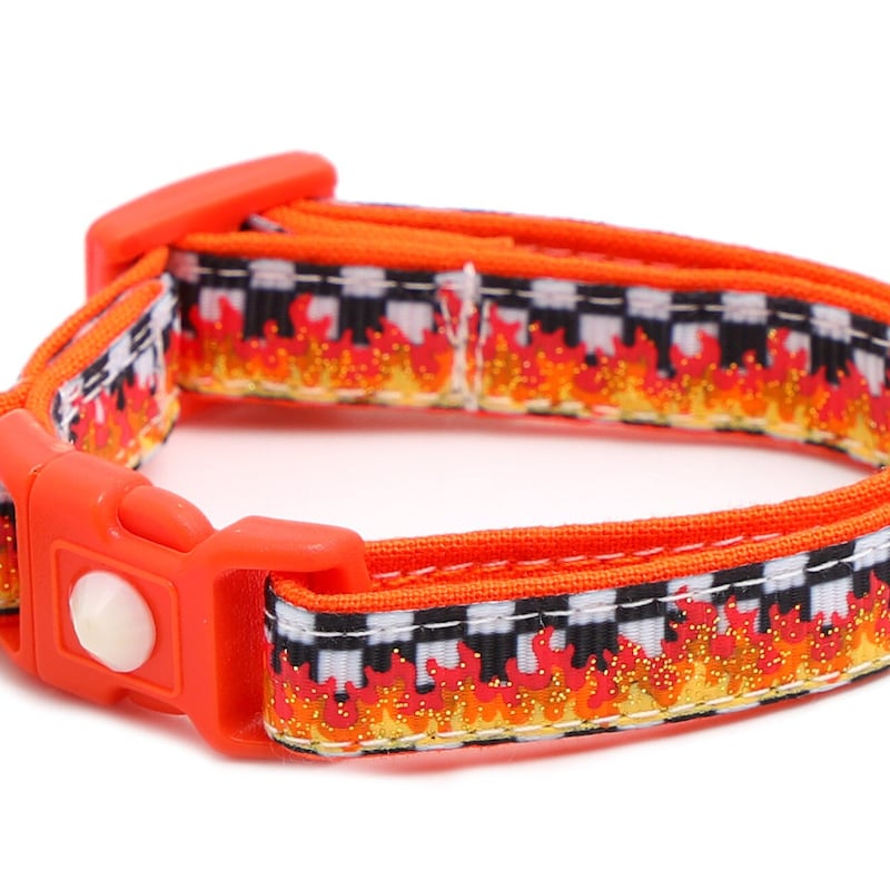 Cat Collar Flame Name Tag - Etsy