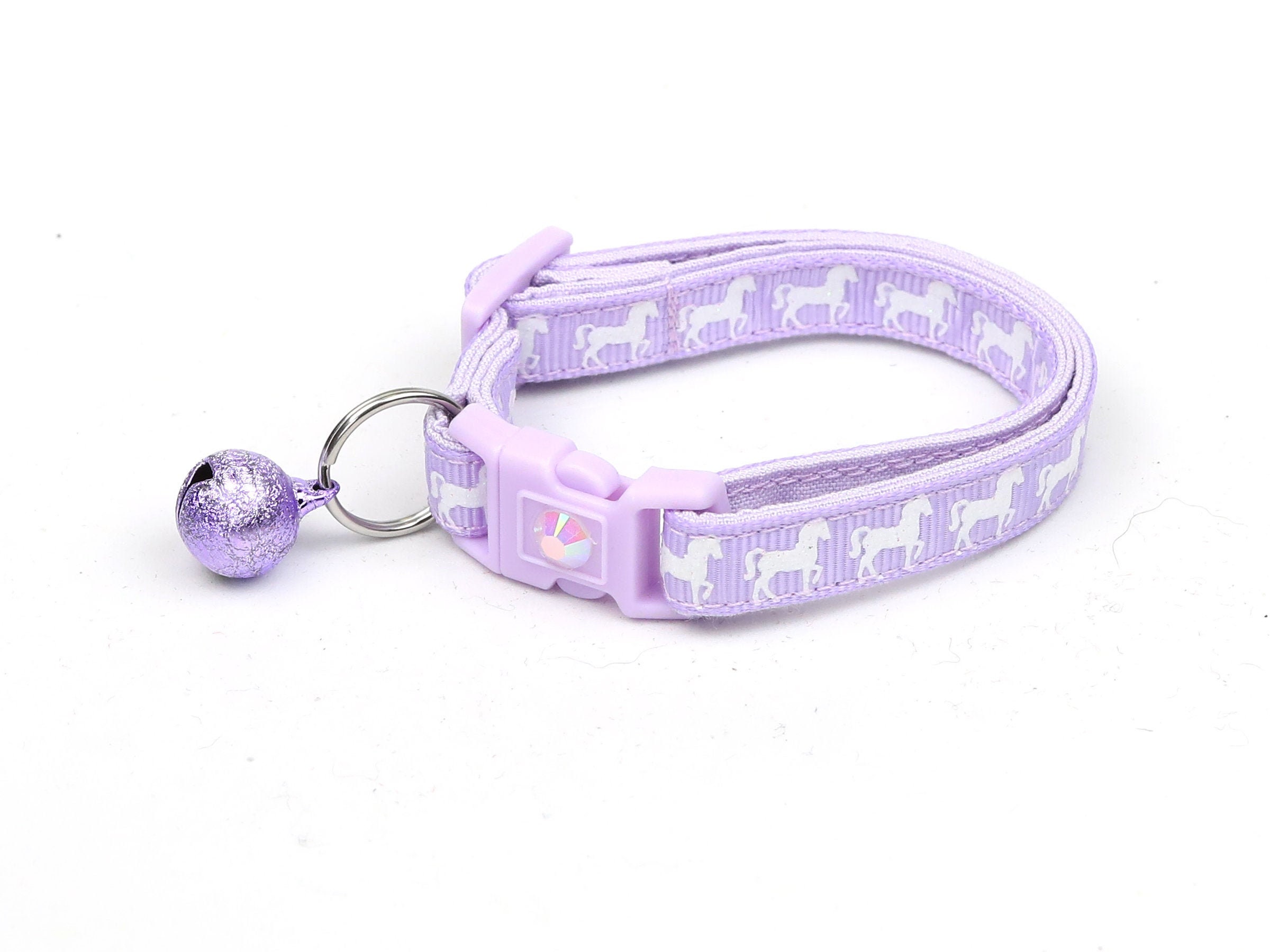 Horse Cat Collar White Horses over Purple Kitten or Large | Etsy