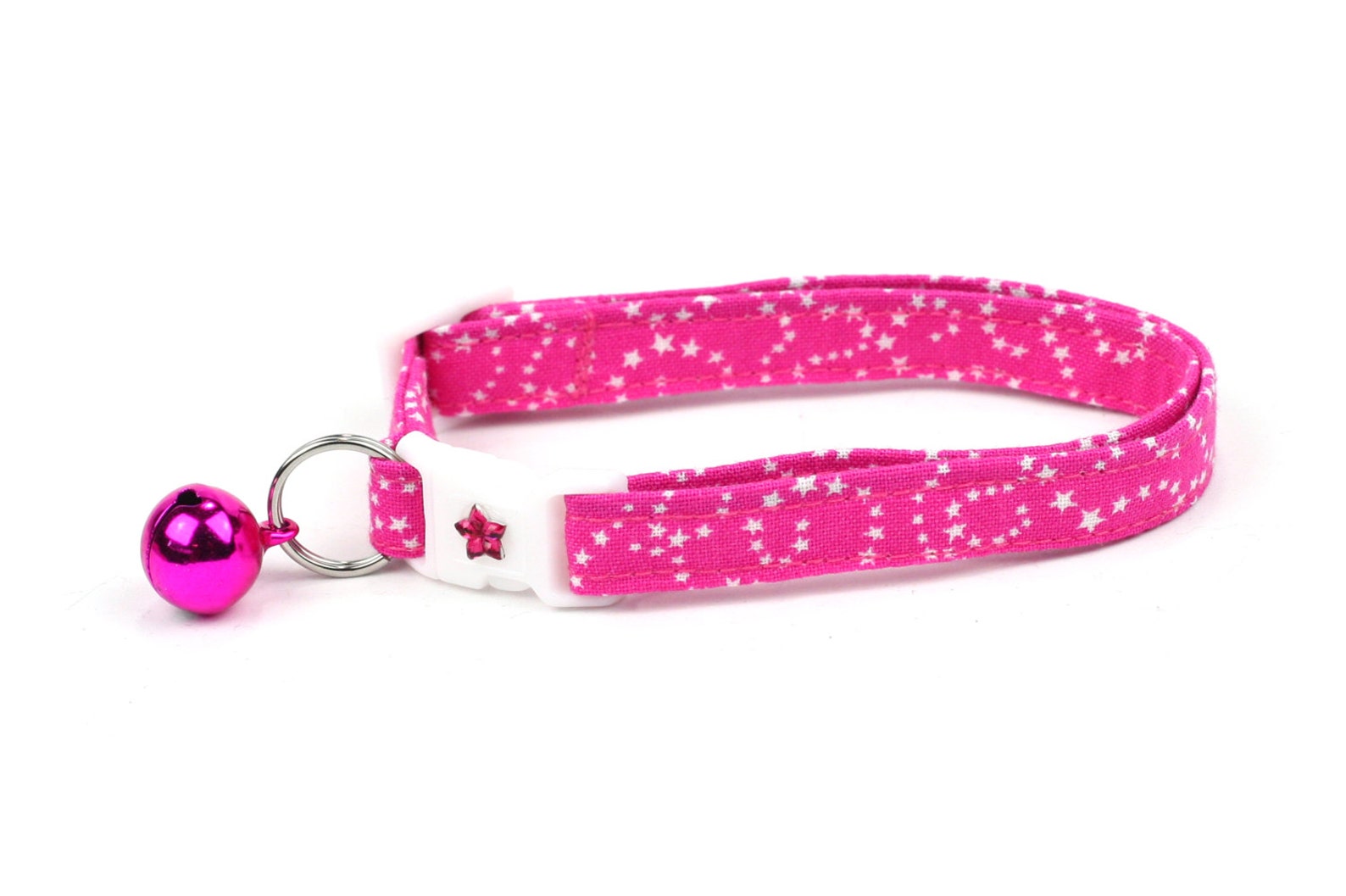 Star Cat Collar - White Stars on Pink - Small Cat / Kitten Size or ...