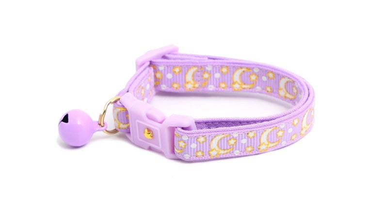 Moon Cat Collar Gold Moons and Stars on Pastel Purple - Etsy