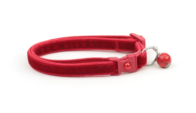 Soft Velvet Cat Collar Classic Red Kitten or Large Size - Etsy