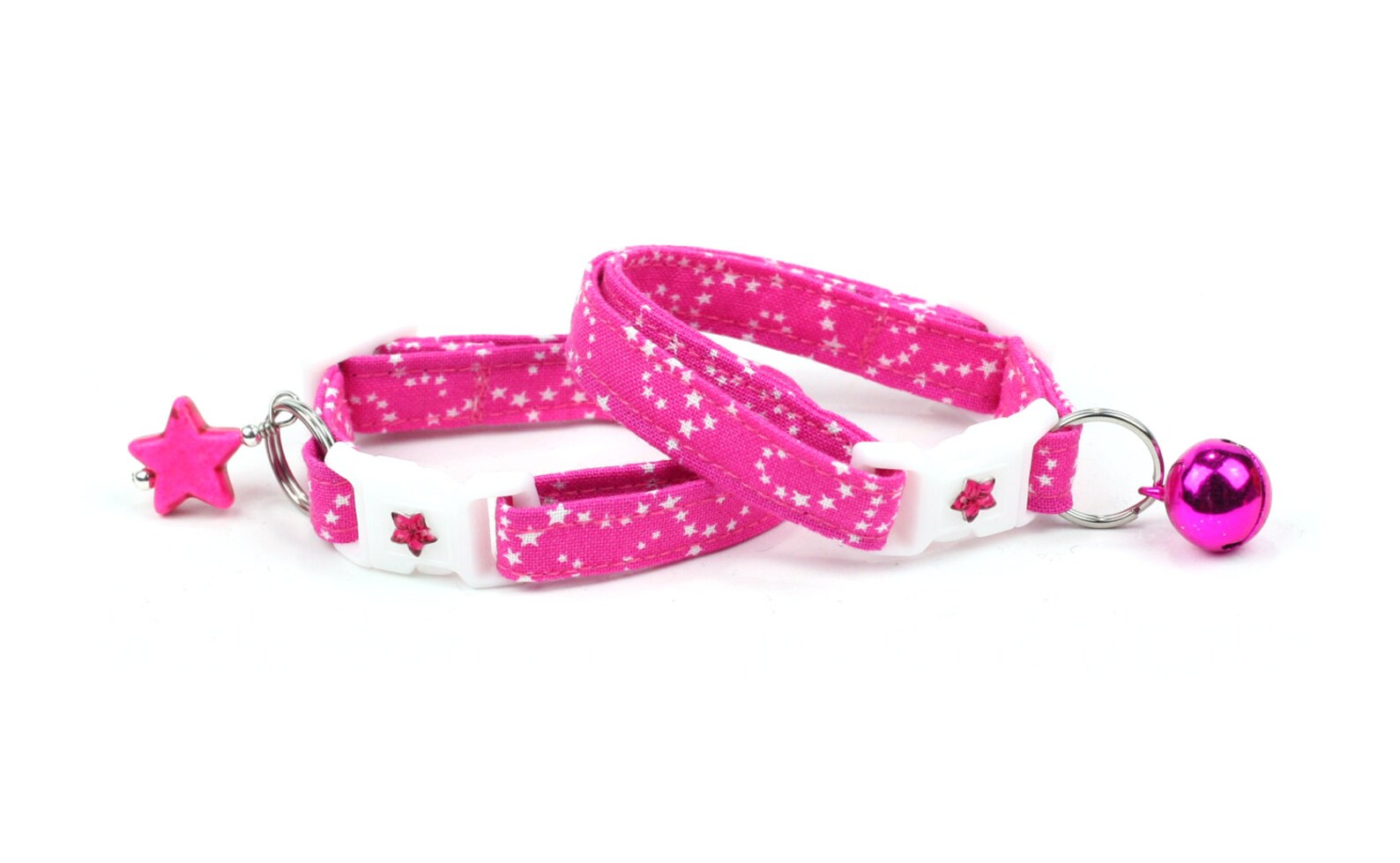 Star Cat Collar - White Stars on Pink - Small Cat / Kitten Size or ...