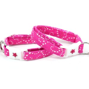 Star Cat Collar - White Stars on Pink - Small Cat / Kitten Size or ...