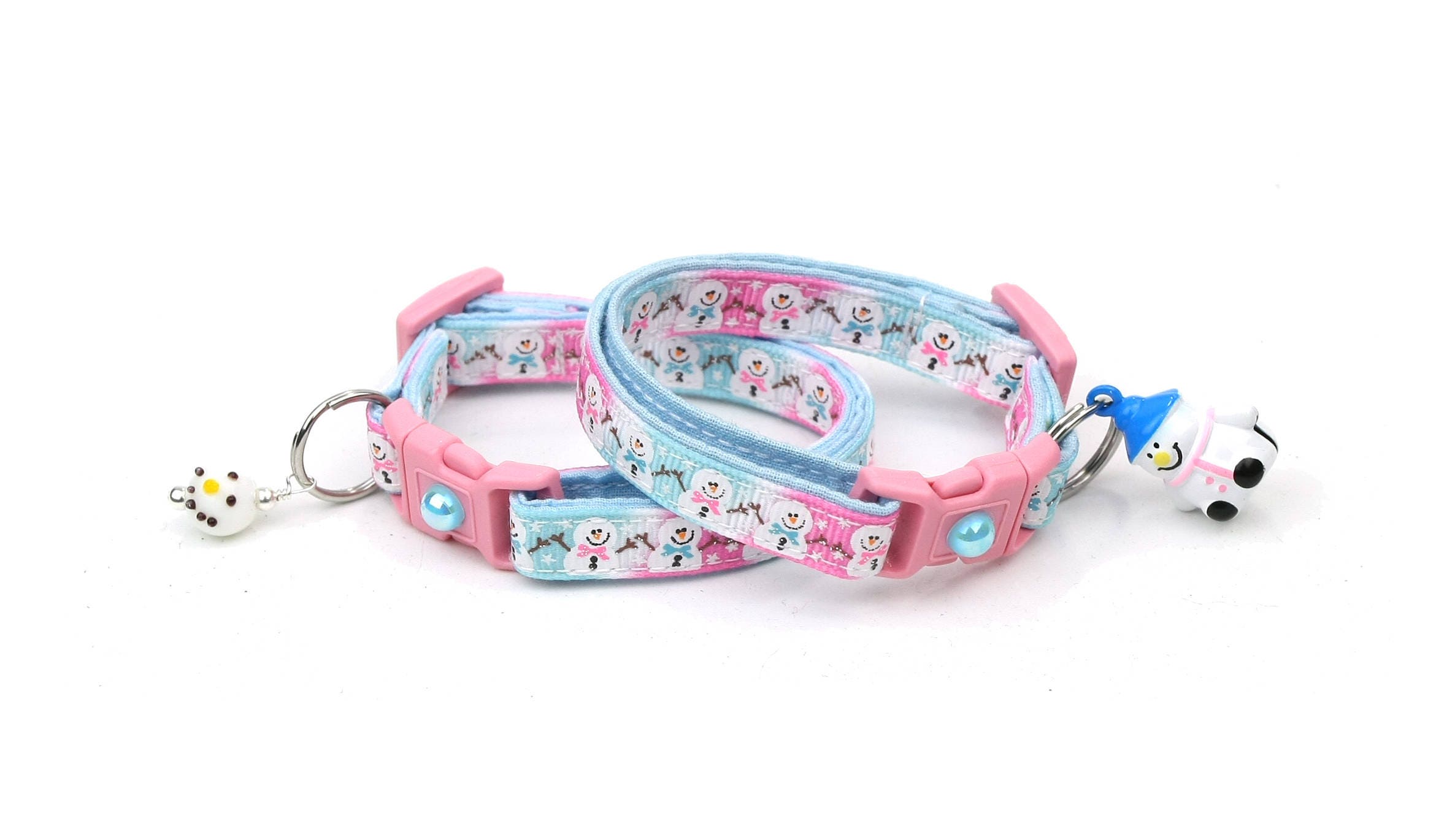 Snow Cat Collar Jolly Snowmen on Winter Tie Dye Small Cat | Etsy