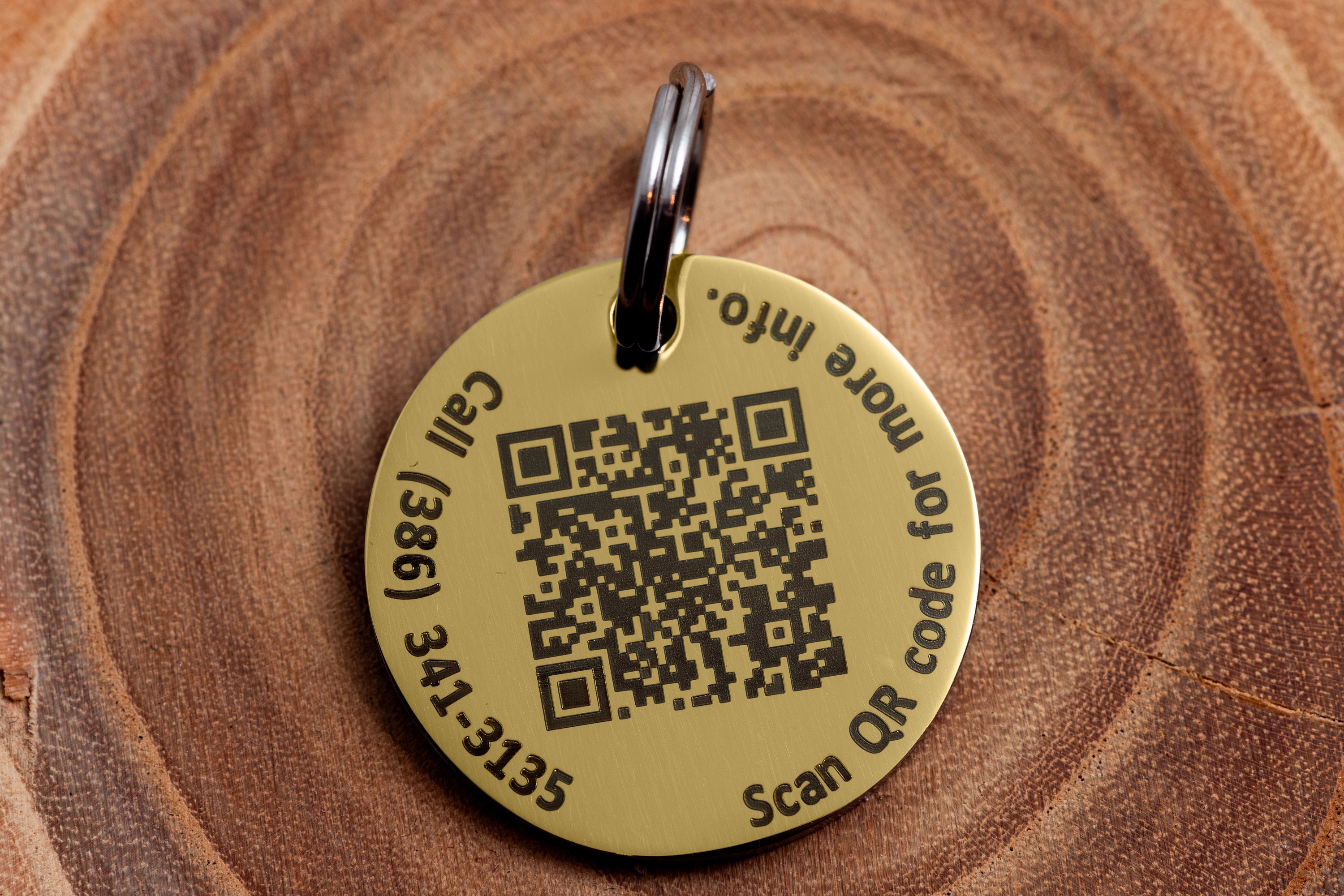 QR Code Stainless Steel (gold Colored) Cat or Dog ID Tag - QR Pet Tag ...