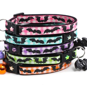 Halloween Cat Collar - Glitter Bats on Pink Plaid - Kitten or Large ...