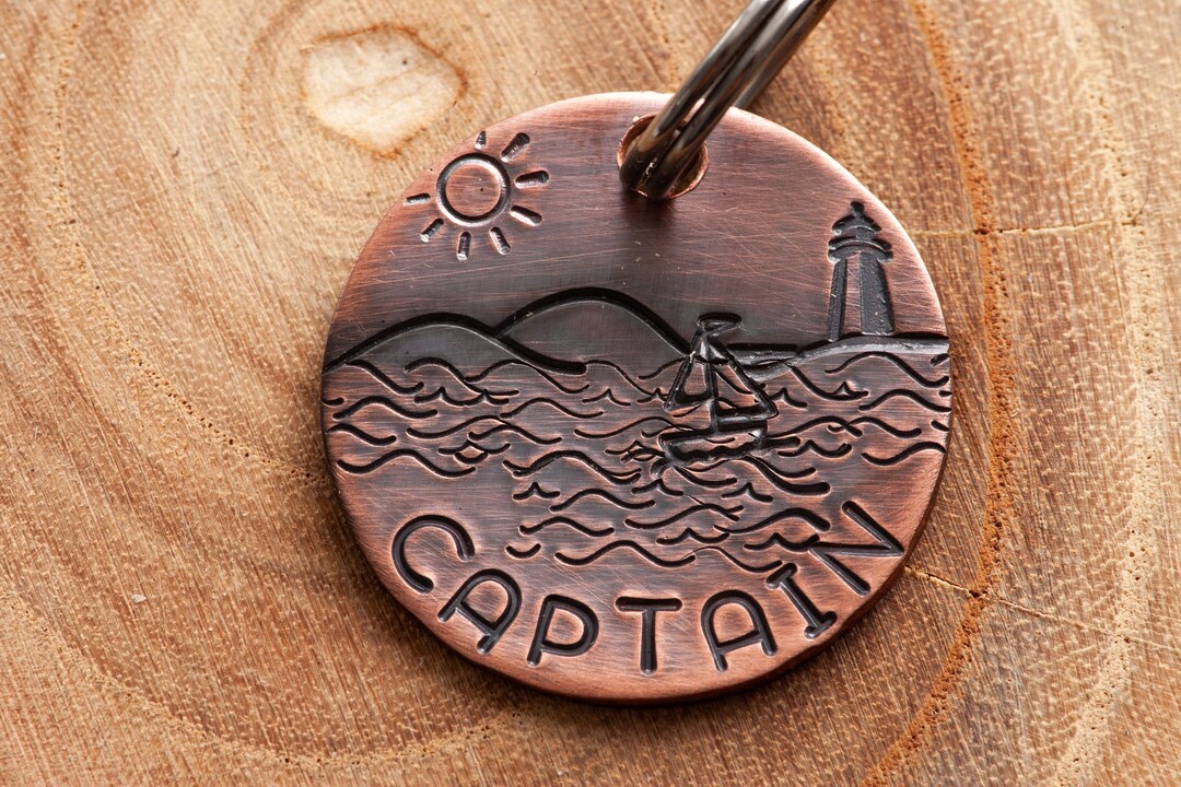 Nautical Pet ID Tag - Lighthouse Dog Name Tag - Sailor Stamped Cat ID ...