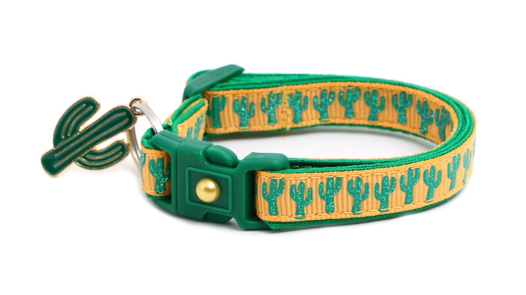 Cactus Cat Collar - Saguaro Cactus on Gold - Safety - Breakaway ...