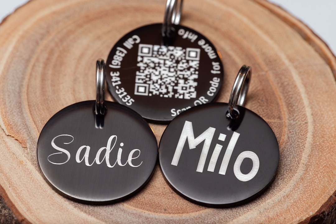 Black and White Cat or Dog ID Tag - QR Code Pet Tag - Scankeep ...