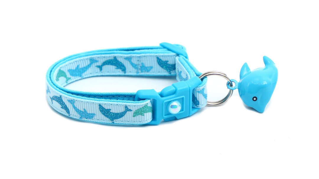 Dolphin Cat Collar - Jumping Dolphins on Blue - Breakaway - Safety ...