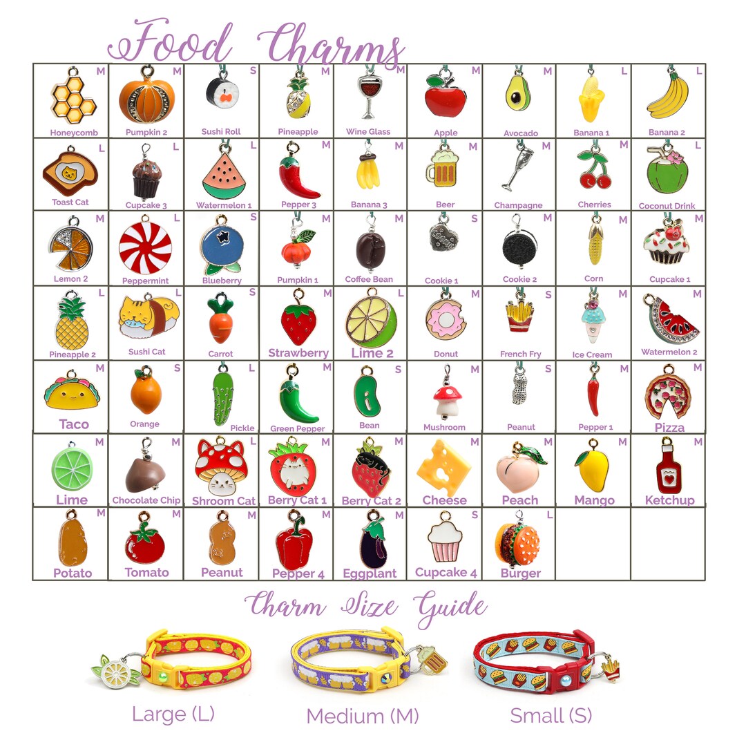 Collar Charms Food Charms Snacks Extra Charms for Cat Collars Bling ...