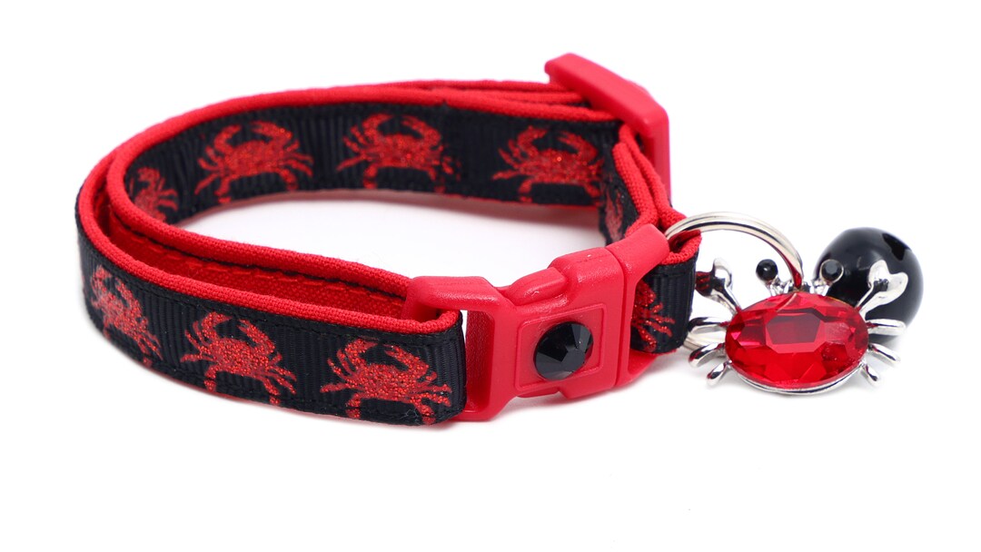 Beach Cat Collar - Crabs on Black - Breakaway Safety - Tropical ...