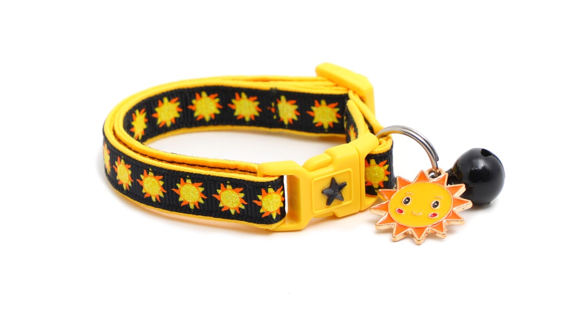 Sun Cat Collar Suns on Black Breakaway Cat Collar Kitten | Etsy