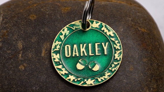 Customizable Oak Leaf and Acorn Pet ID Tag Personalized Cat | Etsy