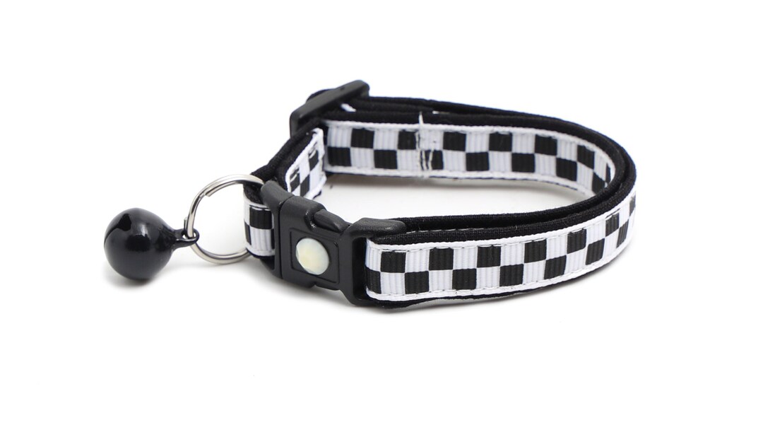Checkered Cat Collar - Black and White Checks - Safety Breakaway ...