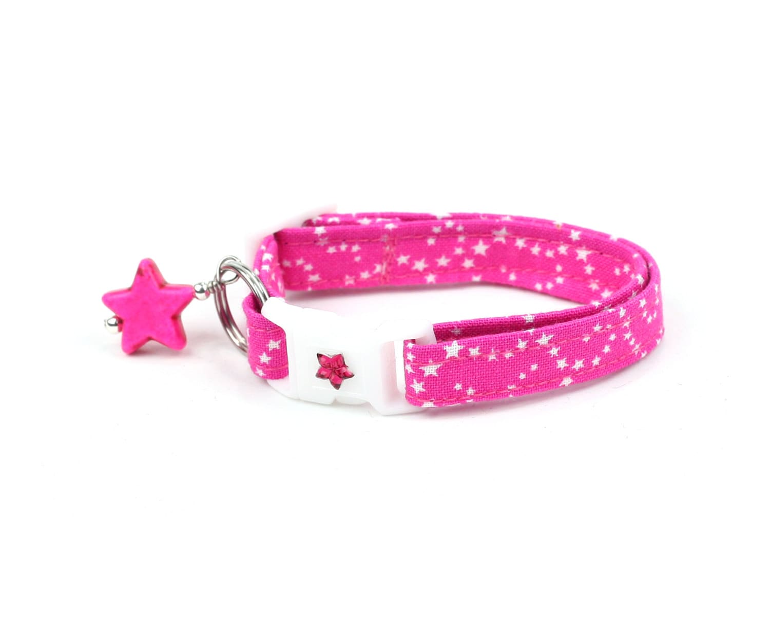 Star Cat Collar - White Stars on Pink - Small Cat / Kitten Size or ...