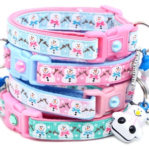 Snow Cat Collar Jolly Snowmen on Winter Tie Dye Breakaway Safety ...