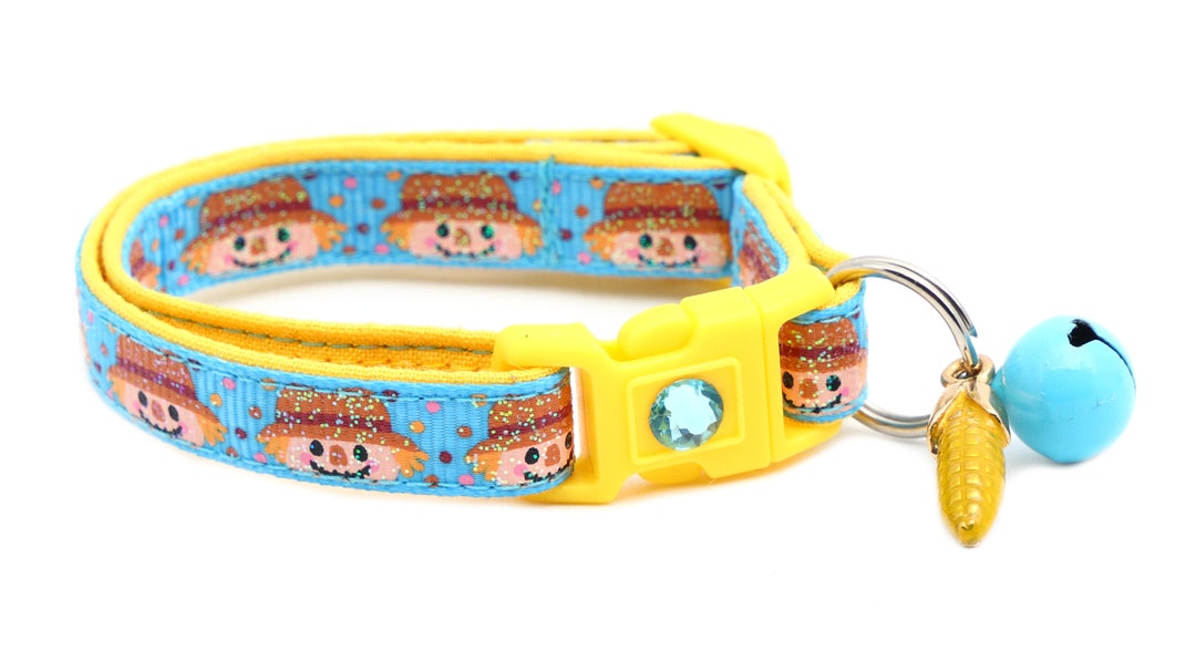 Fall Cat Collar - Scarecrows on Blue - Breakaway Safety - B79D17 - Etsy