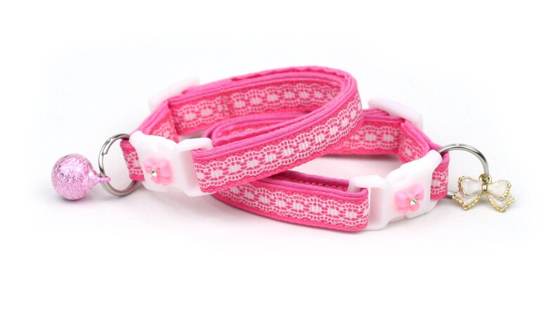 Lace Cat Collar Pretty White Lace on Pink Small Cat / - Etsy