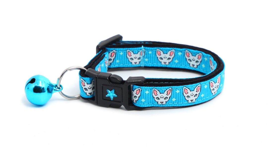 Star Cat Collar - Celestial Sphynx on Blue - Breakaway Cat Collar ...