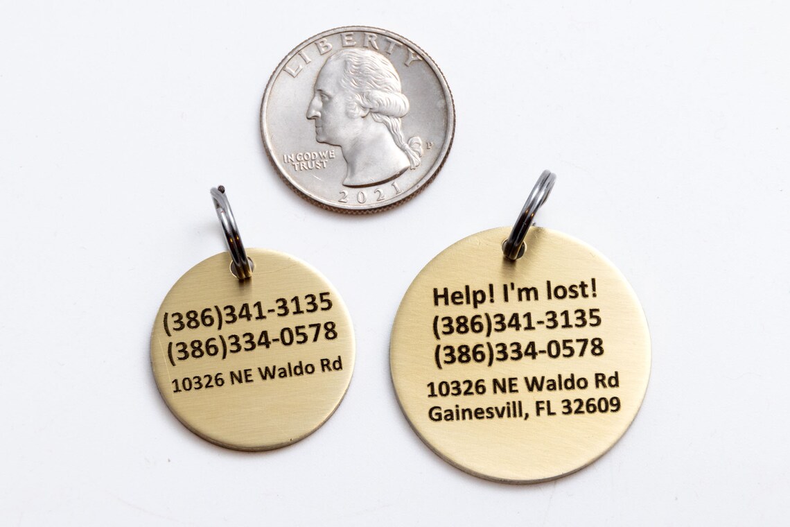 Engraved Crown Pet ID Tag - Cat or Dog Royal Purple and Gold Name Tag ...