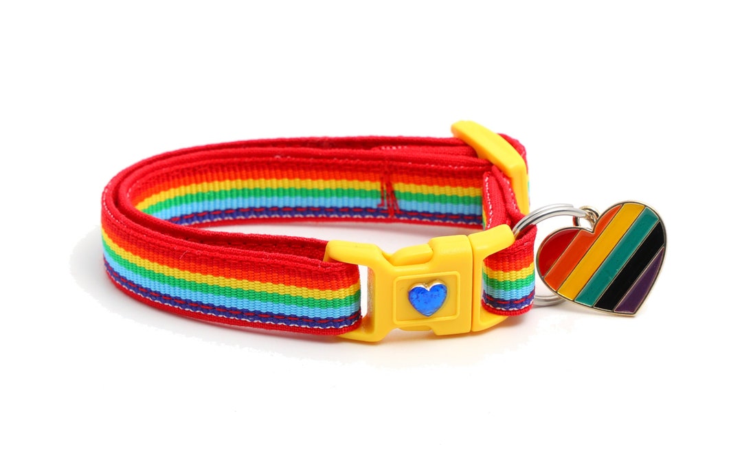 Rainbow Cat Collar - Retro Rainbow Stripe - Small Cat / Kitten Size ...