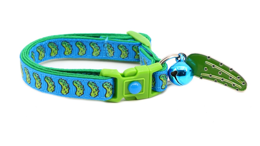 Pickle Cat Collar - Pickles on Blue 2 - Small Cat / Kitten Size or ...
